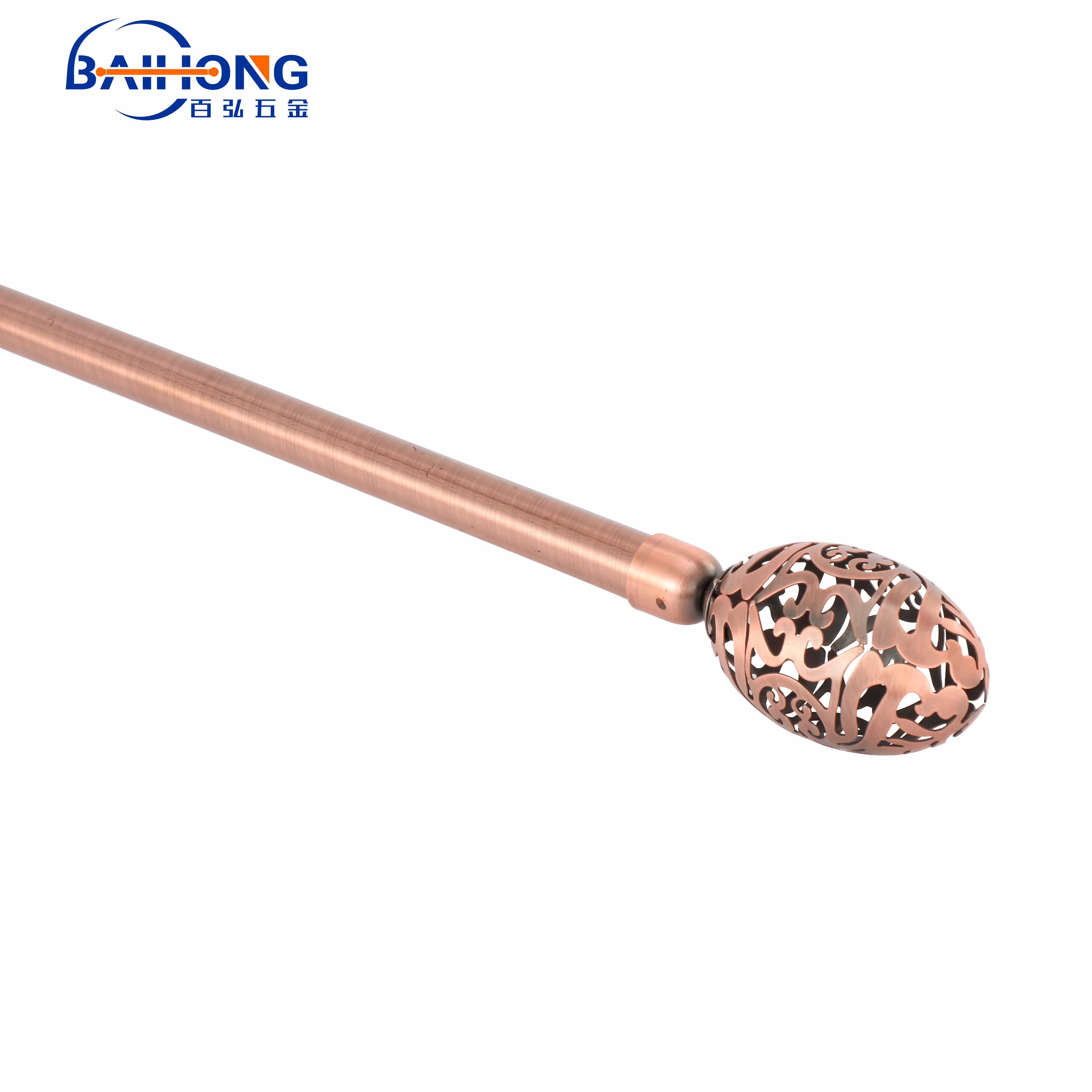 Rose gold curtain pole,cafe curtain rods | Baihong Hardware
