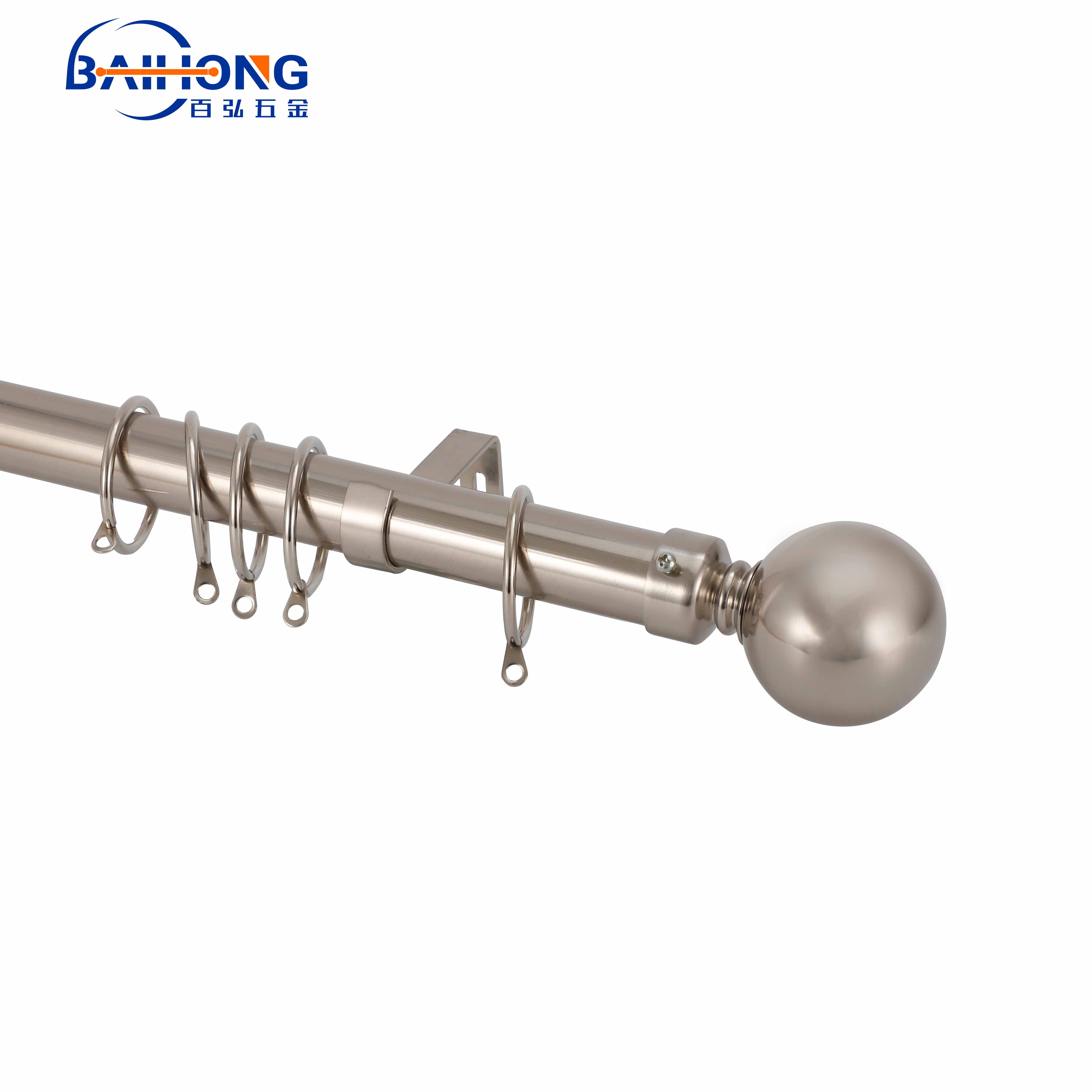 Round ball finial iron curtain rod set | Baihong Hardware