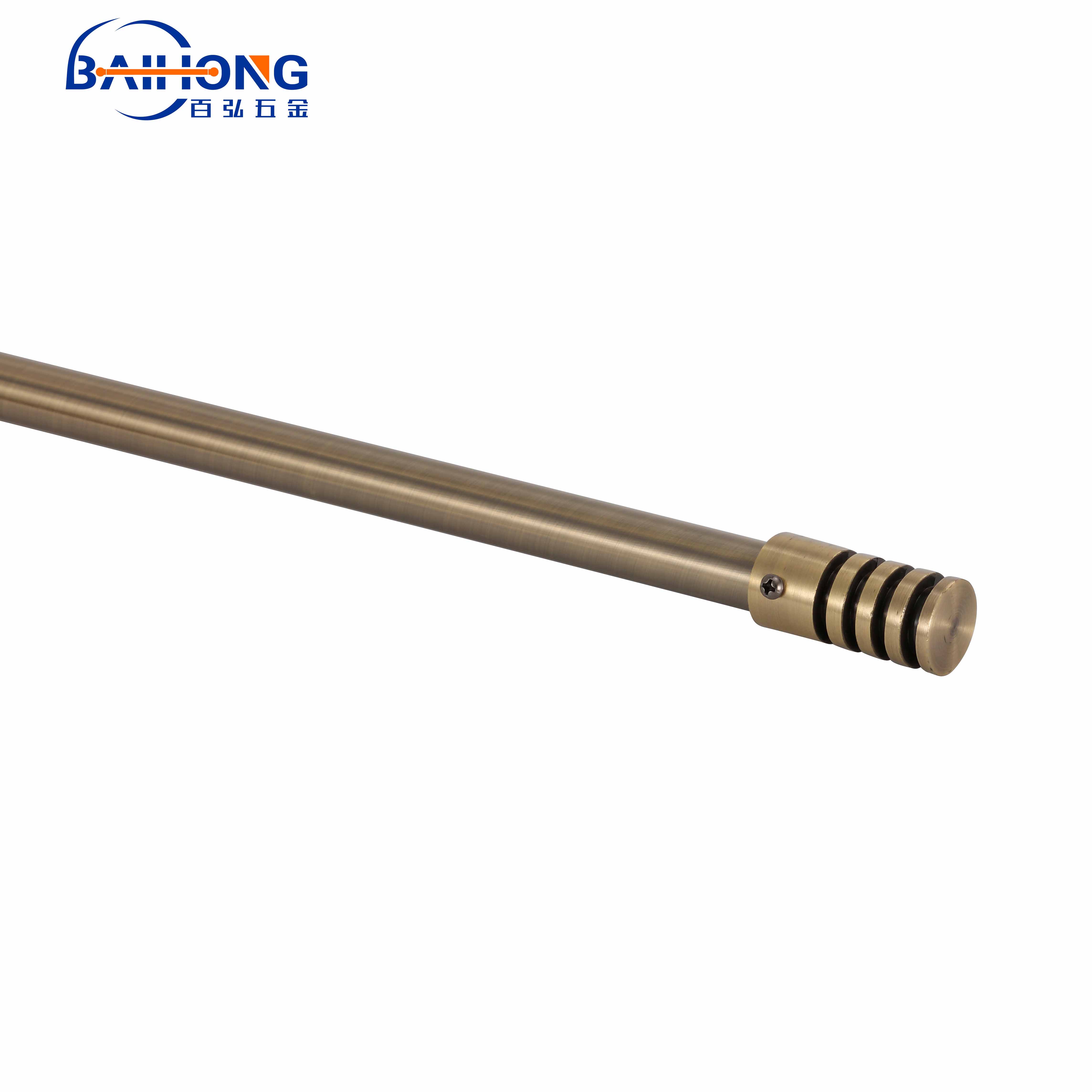 Iron curtain rod with cylindrical end cover | Baihong Hardware